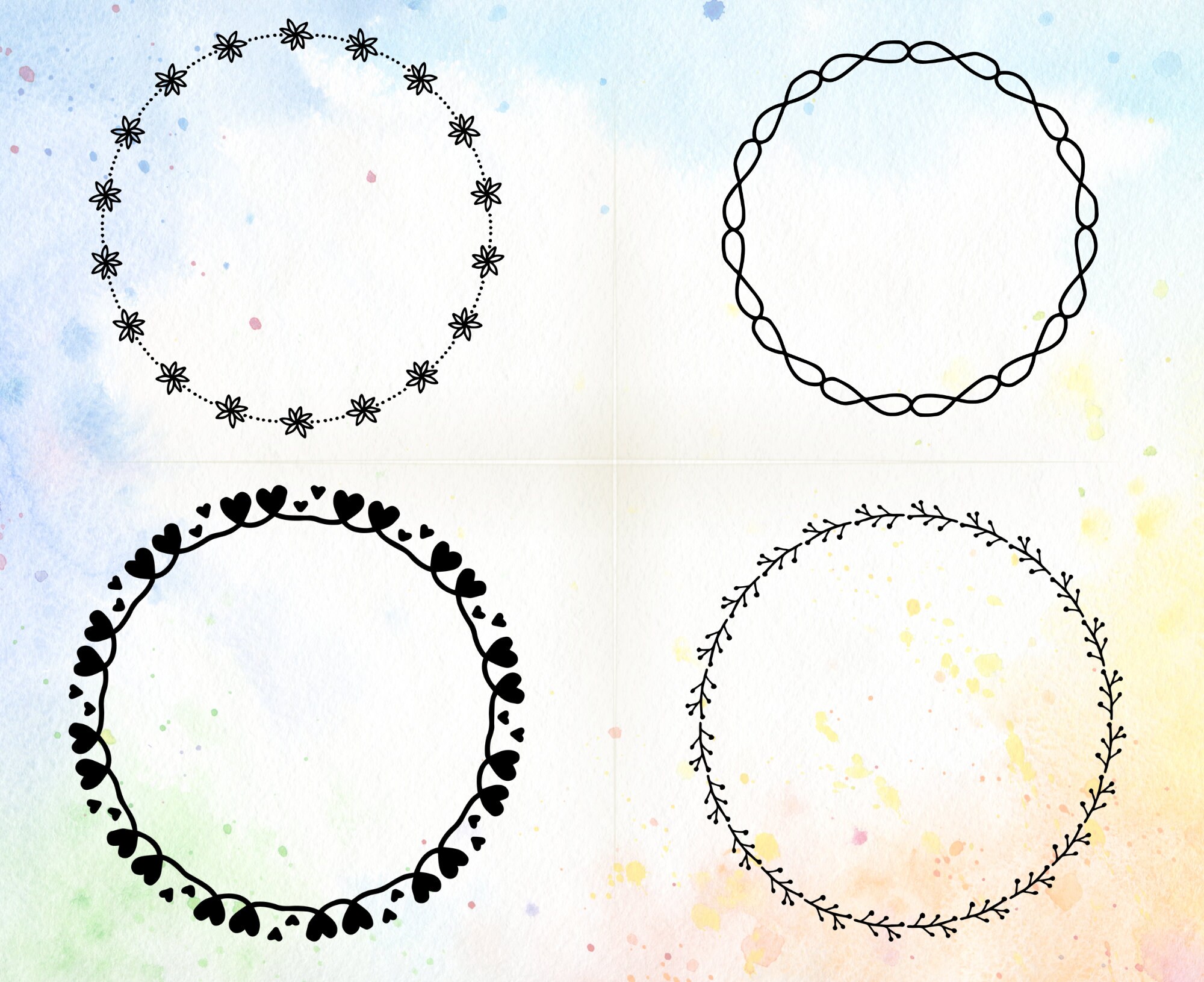 25 Circle and Wreath Designs SVG Bundle Vector Art for Prints, Clipart ...
