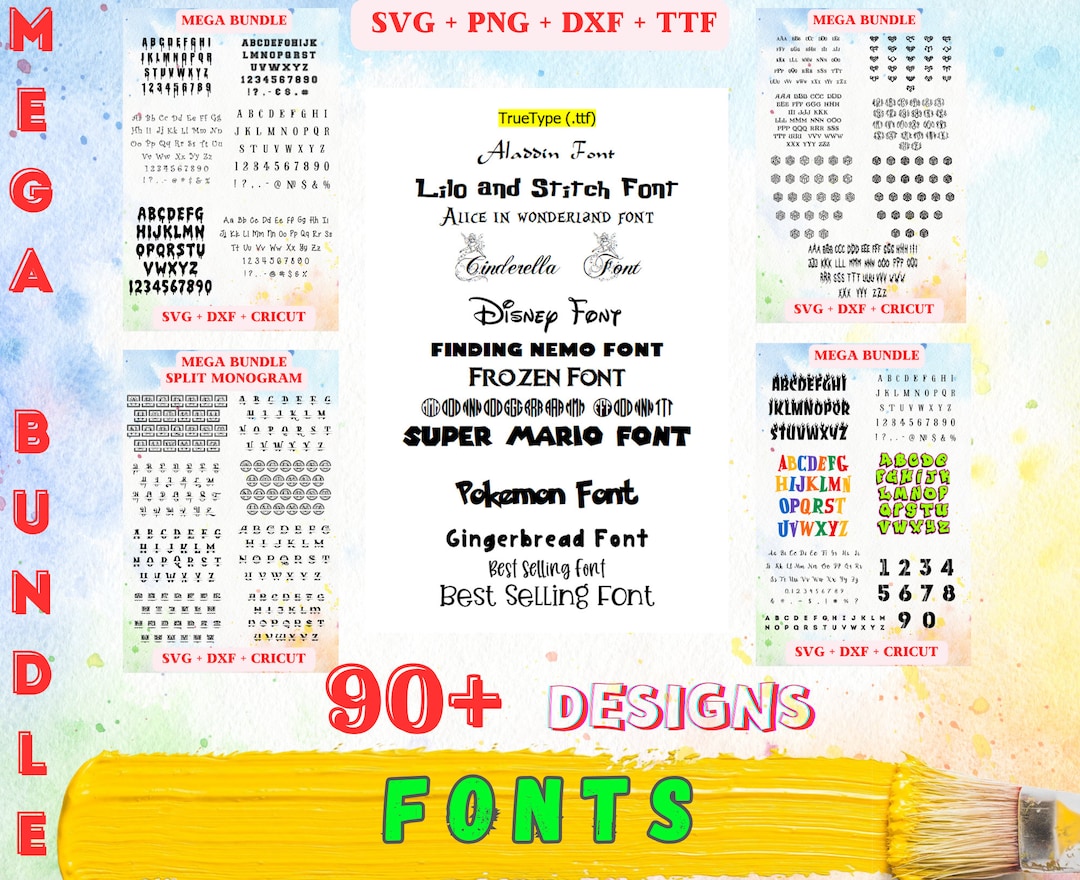 90+ Fonts Collection PNG SVG, Whimsical Fonts, Recursive Doodle Super ...