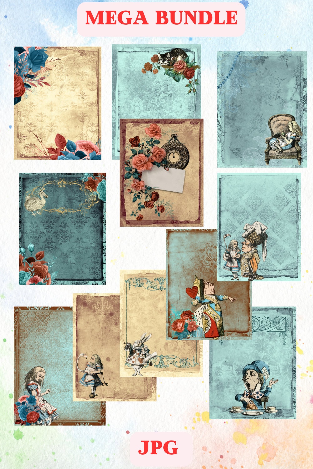 Alice in Wonderland Pictures Mega Bundle 500 Characters, Scenes, Fairy ...