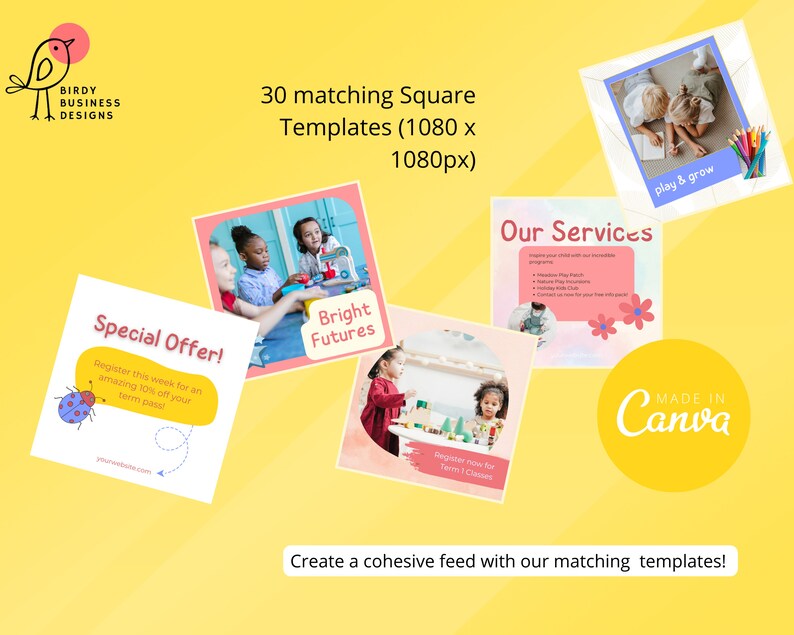 30 Preschool Canva Templates, Template Pack for Instagram, Childcare ...