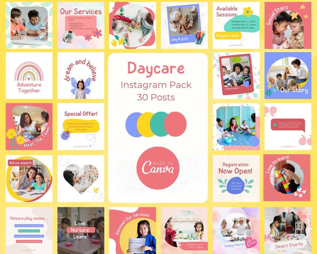 30 Preschool Canva Templates, Template Pack for Instagram, Childcare ...