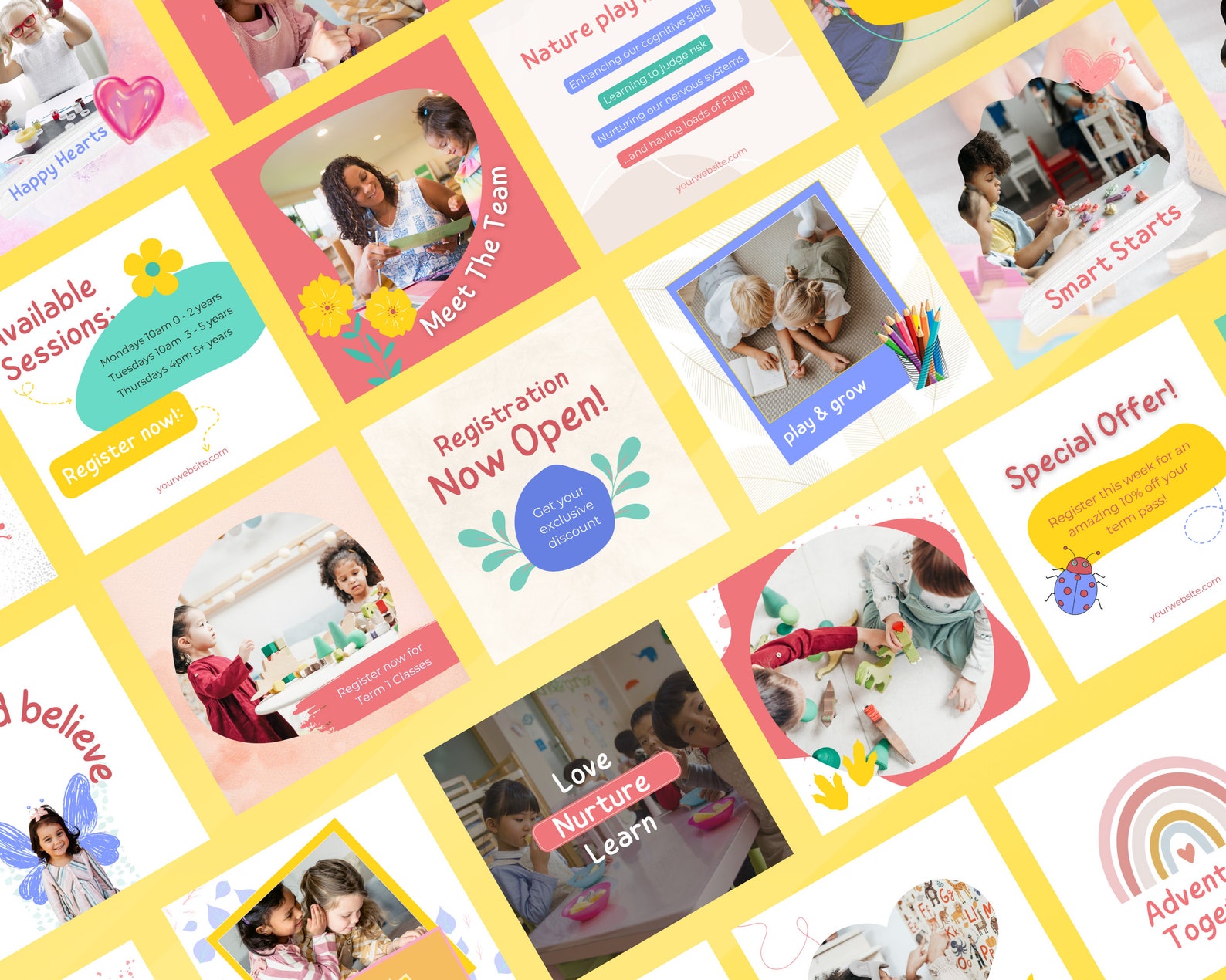 30 Preschool Canva Templates, Template Pack for Instagram, Childcare ...