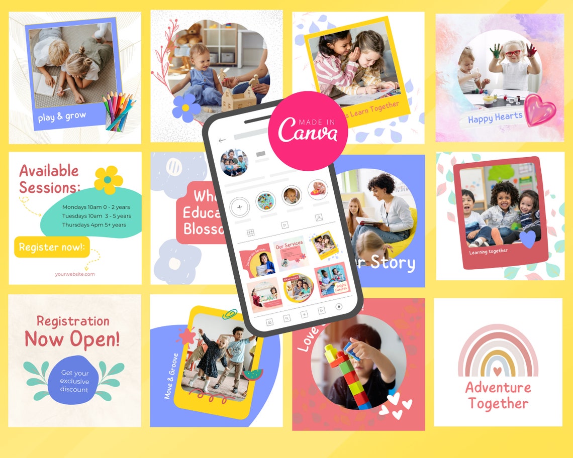 30 Preschool Canva Templates, Template Pack for Instagram, Childcare ...