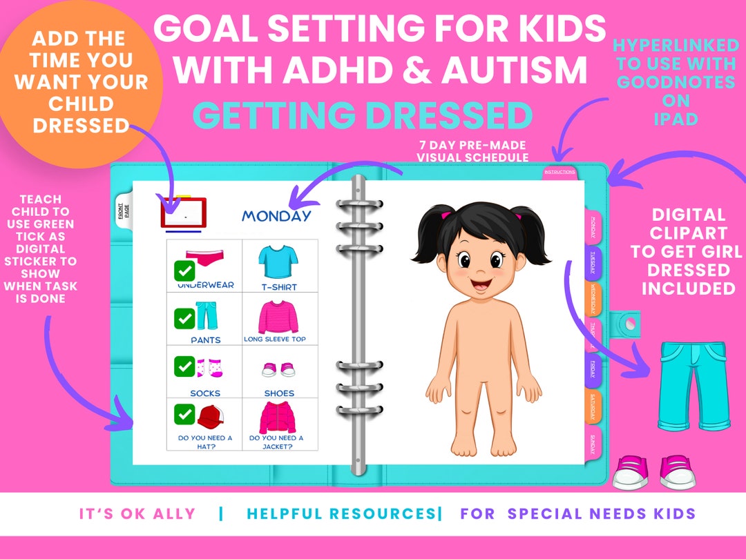 ADHD VISUAL Goal Setting Books for Kids Autism Empowering Independent ...