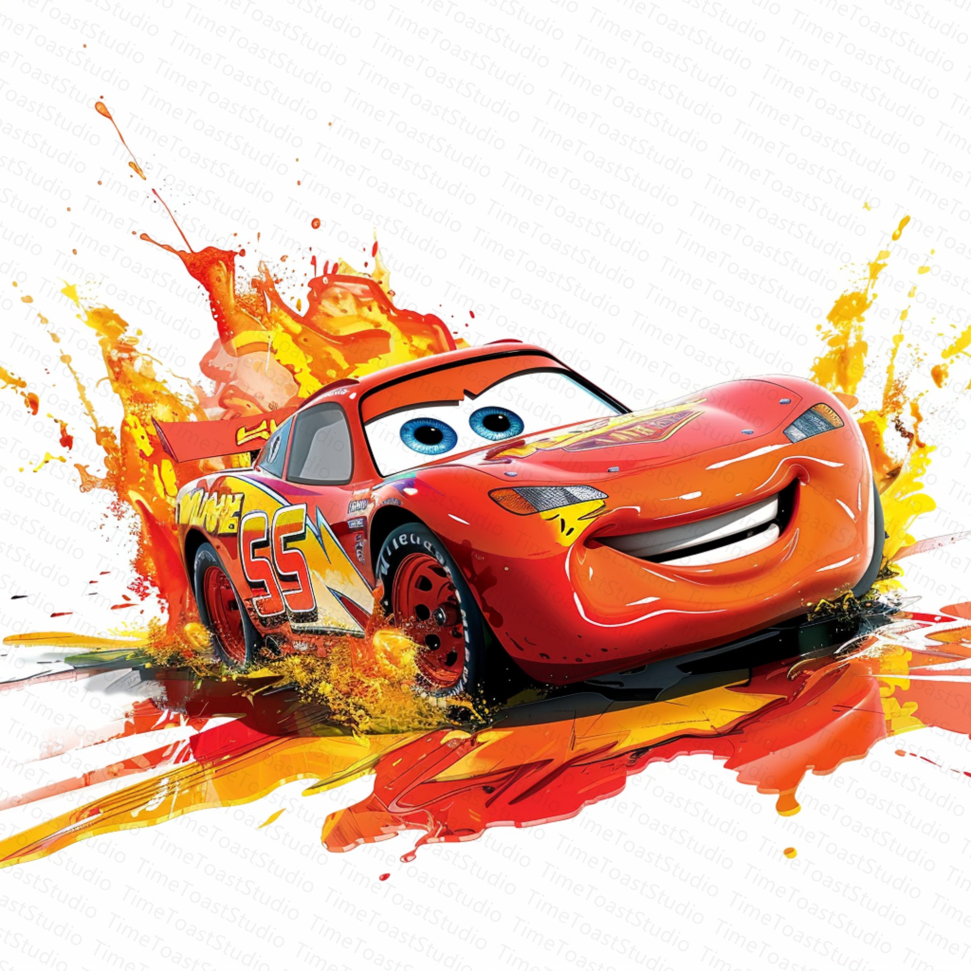 Lightning Mcqueen PNG, Lightning Mcqueen No. 55 Car, Red Body Speeding on the Road, Lightning ...