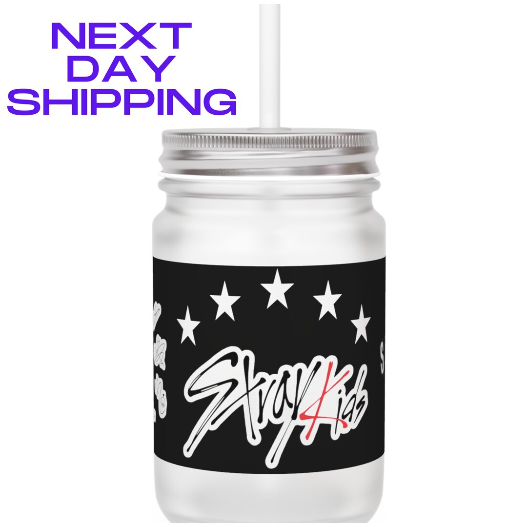 Stray Kids Mason Jar Stray Kids Merch 12oz Coffee Glass Mug Kpop Gift ...