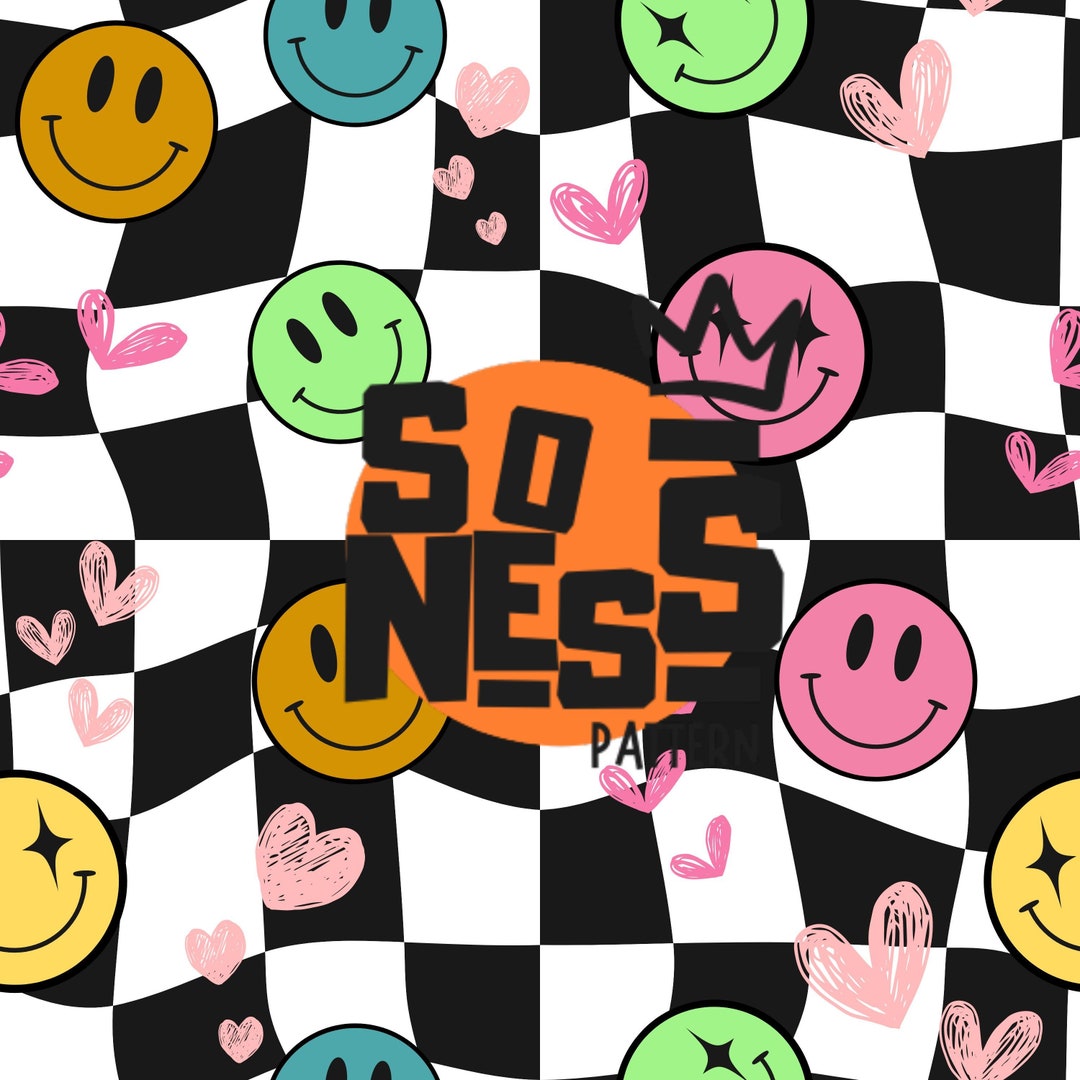 Groovy Happy Face Seamless Pattern, Happy Face Background, Printable ...