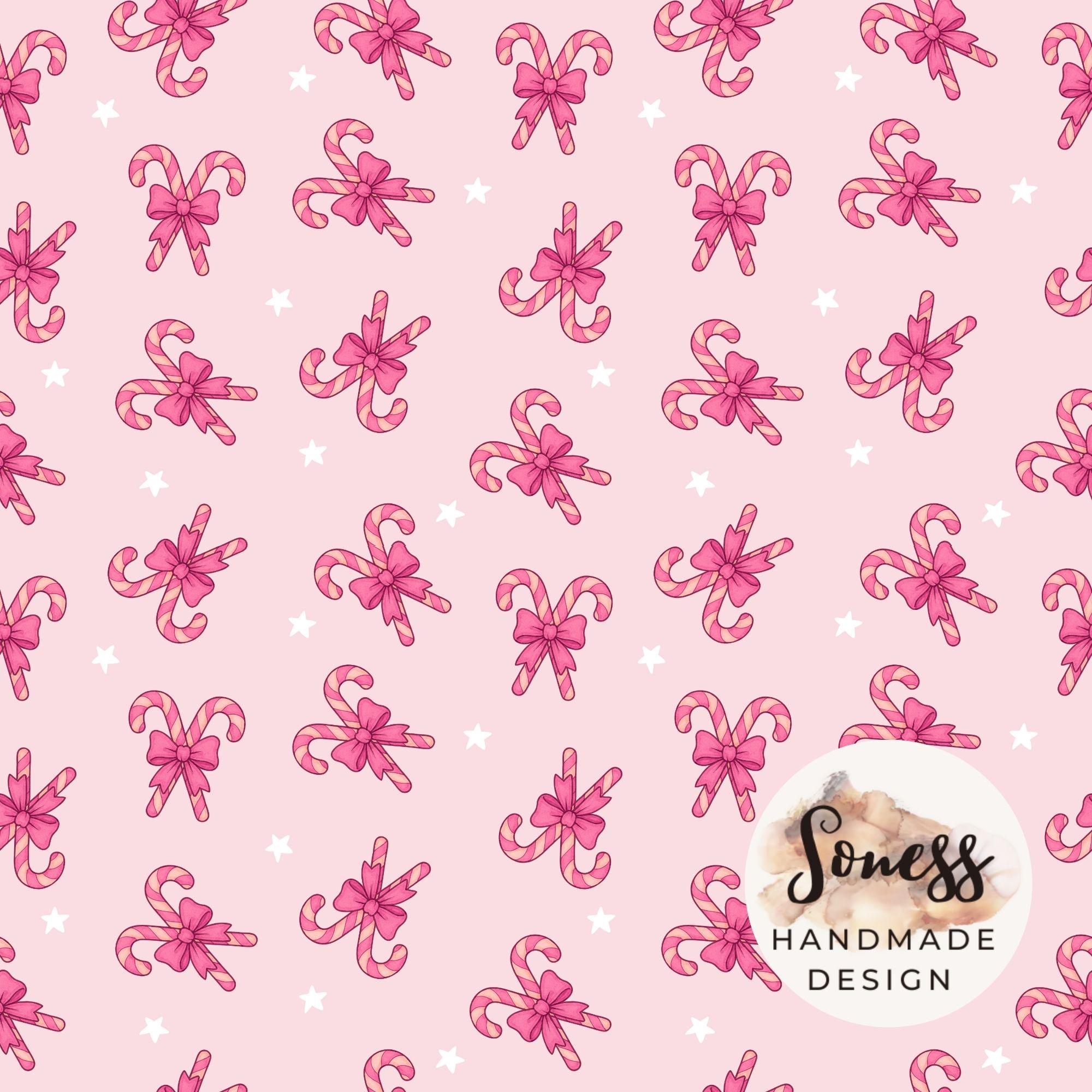 Pink Christmas Candy Cane & Bow Seamless Pattern (digital Download) - Etsy
