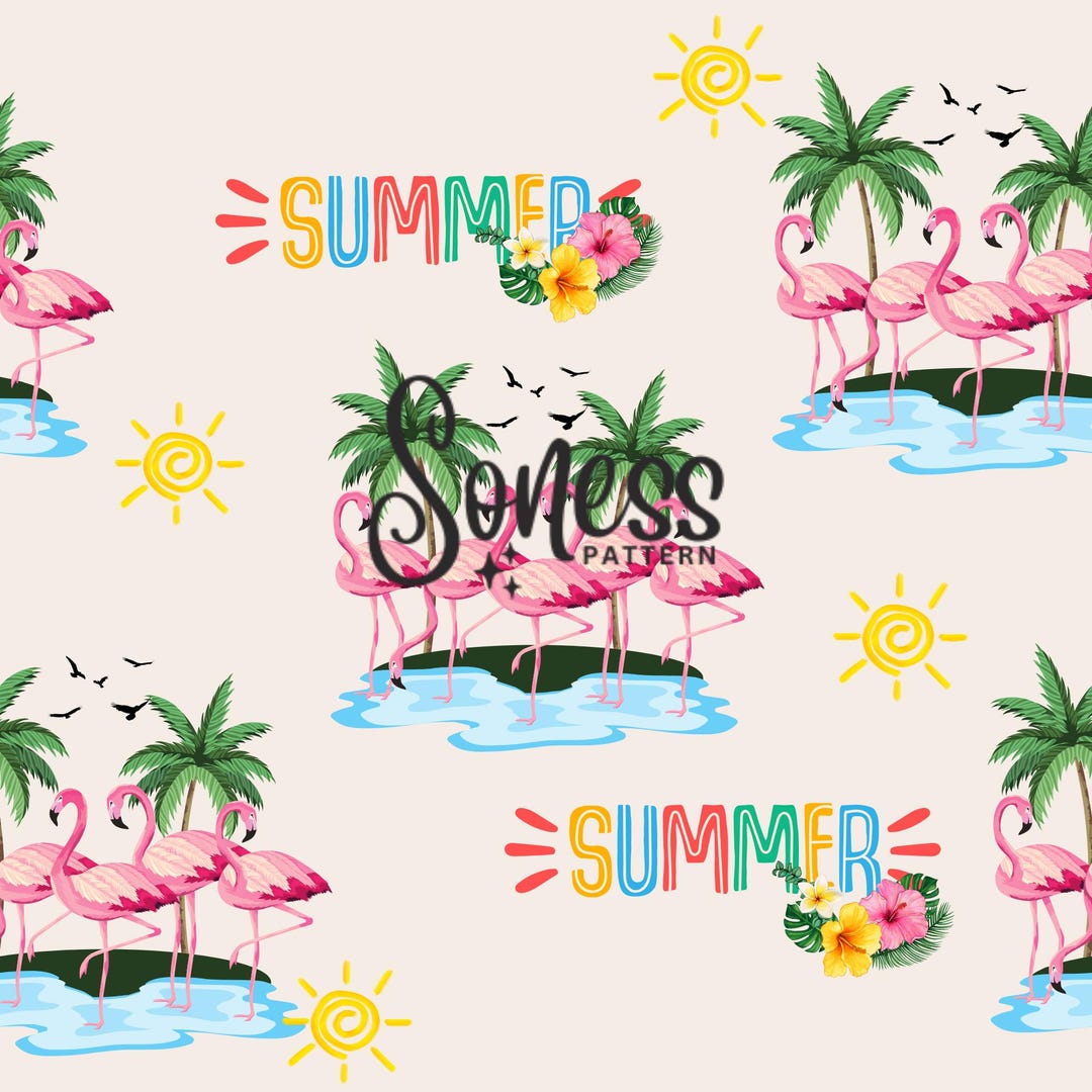 Pink Flamingo Seamless Repeat Pattern, Pink Summer Pattern File ...
