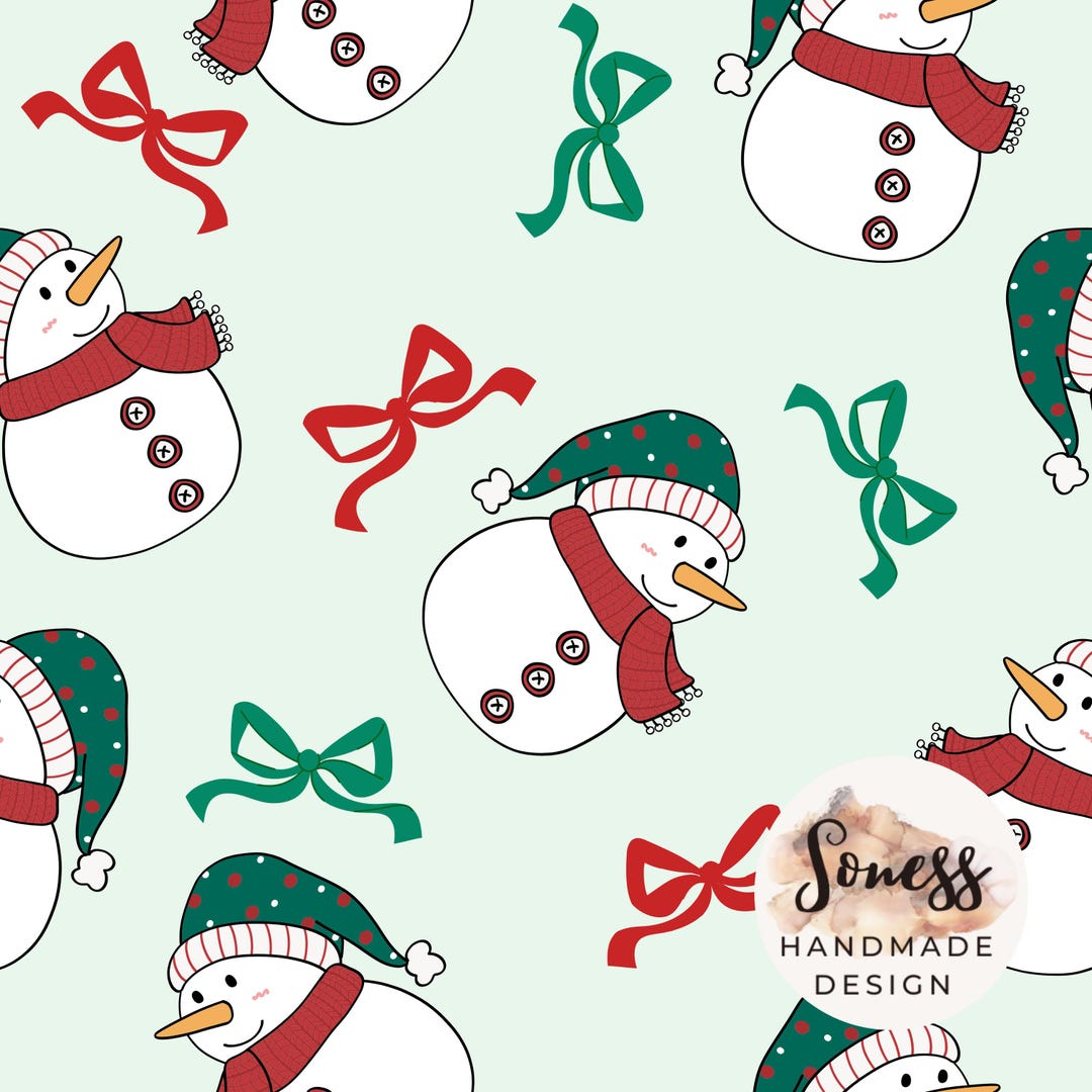 Cute Snow Man Seamless Pattern, Winter Snowman Repeat Tile, Gender ...