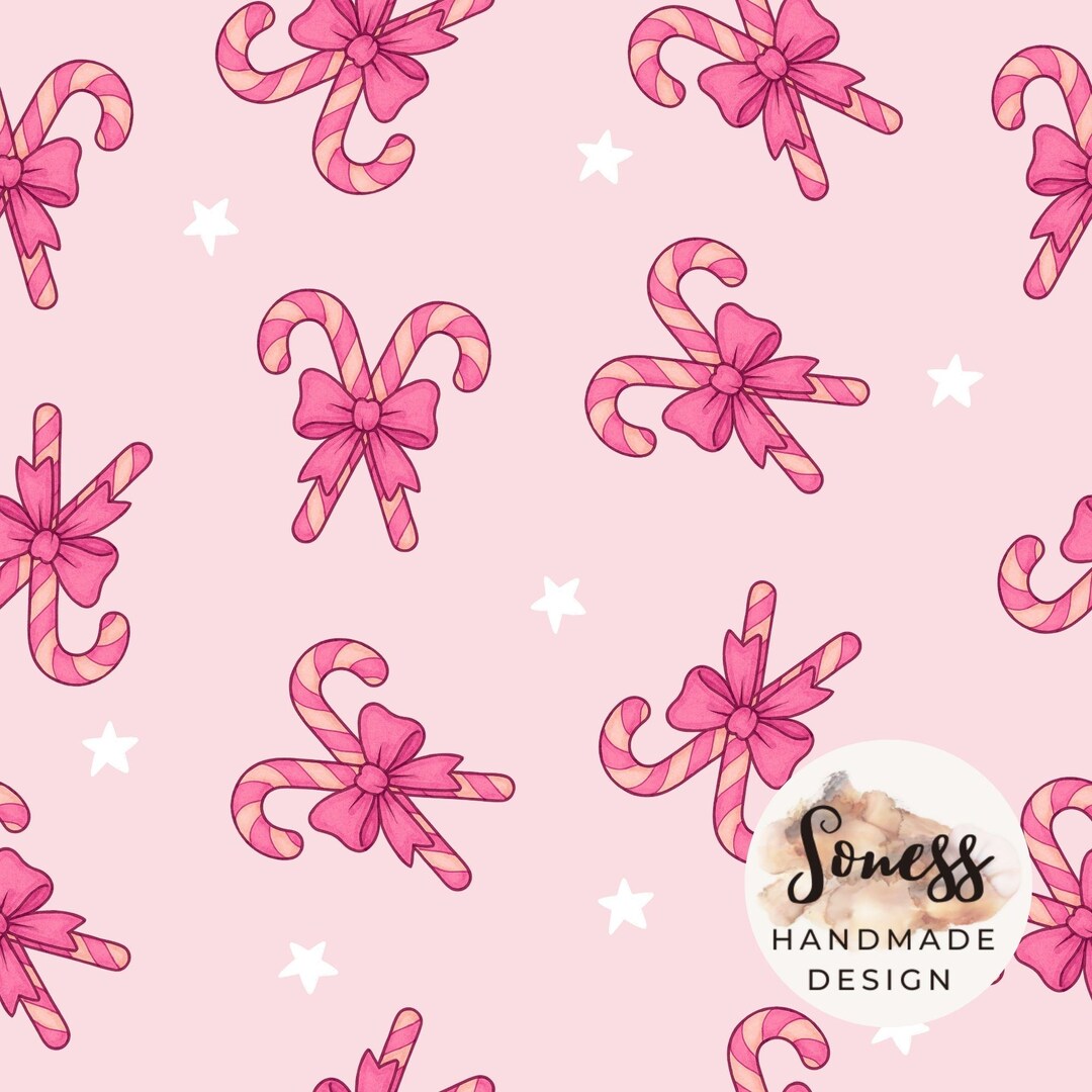 Pink Christmas Candy Cane & Bow Seamless Pattern (digital Download) - Etsy