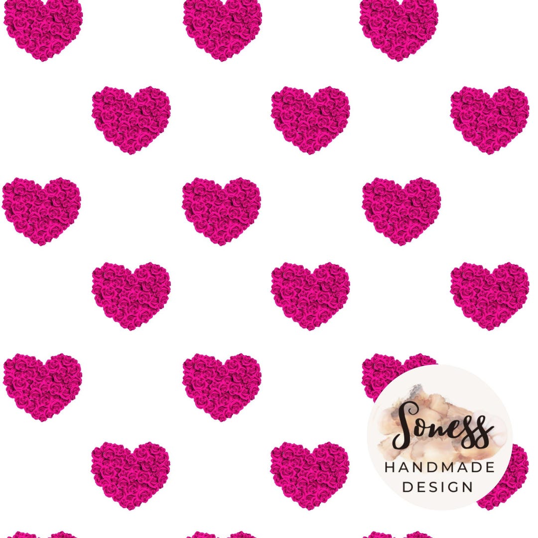 Rose Heart Seamless Pattern | Pink Floral Heart Repeat | Valentine Love ...