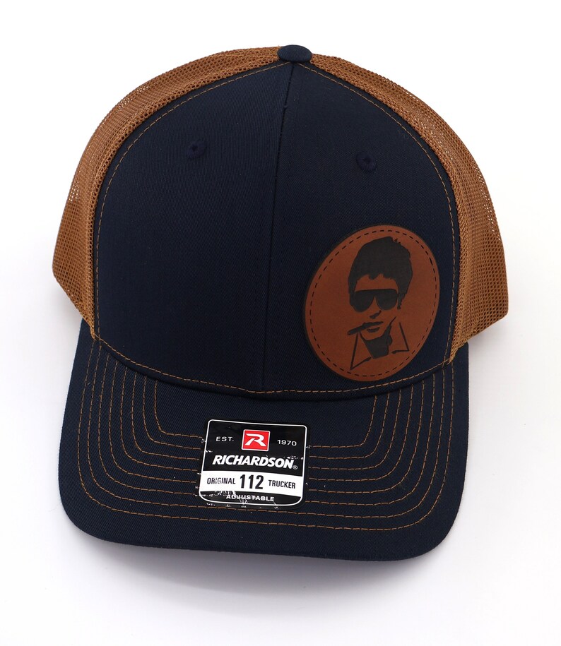 Scarface Richardson Cap: Navy & Caramel Adjustable Hat - Etsy