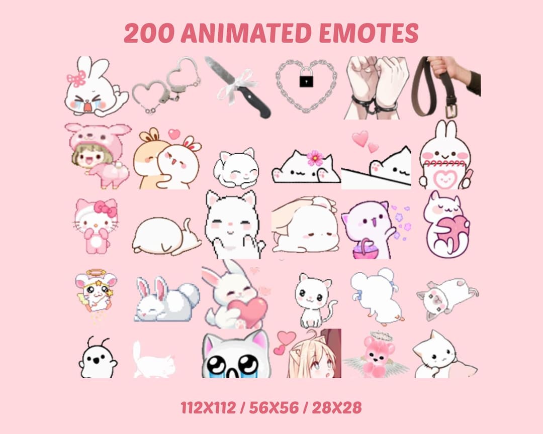 Emotes fofos e cor-de-rosa, emotes de rosas, pacote de emotes de coelho ...