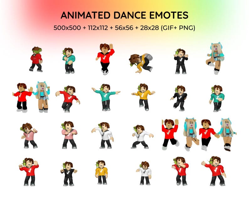 Dancing Roblox Style Emotes Pack | Twitch Discord Kick Streaming Emotes ...