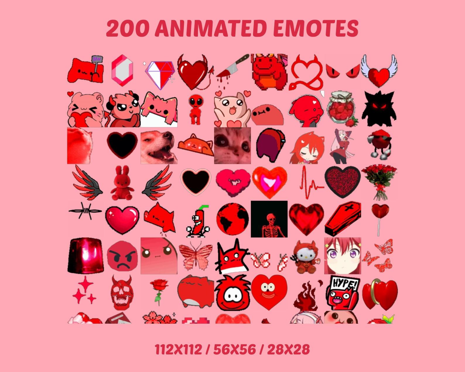 Red Color Emotes, Dark Evil Emotes, and Cute Emotes Bundle for Twitch ...