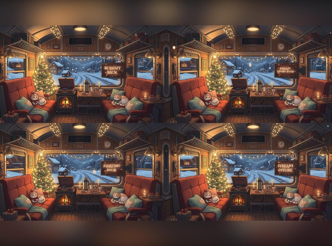 Cozy Christmas Winter Night Train Streaming Overlay Pack Twitch Discord ...