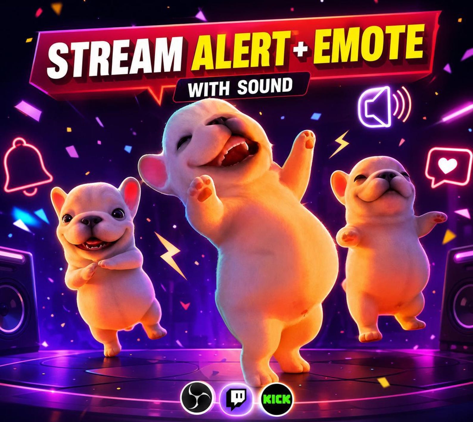 Lindo perrito Pibble bailando, alerta de transmisión, emoticono animado ...