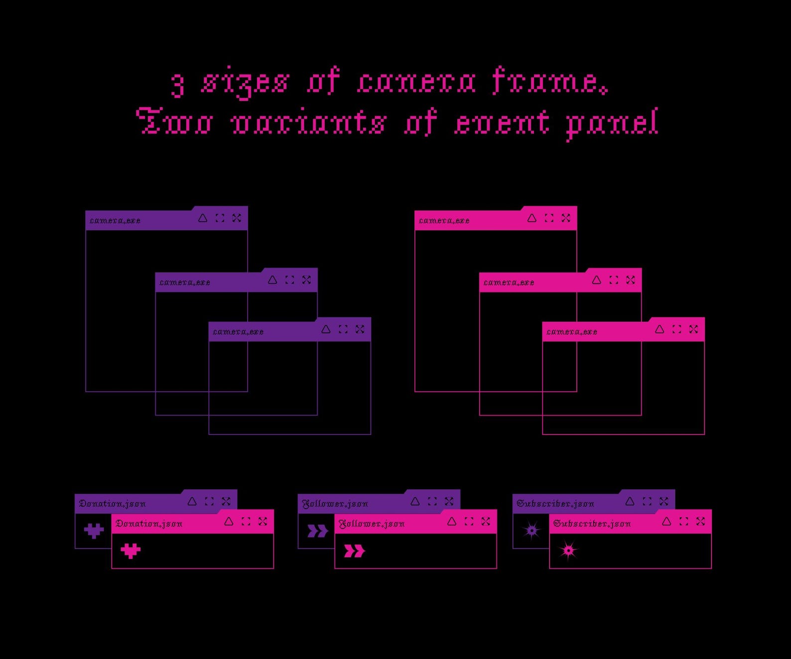 Cyberpunk Gothic Stream Overlay Pack, Pink Purple Y2K Twitch Overlay ...