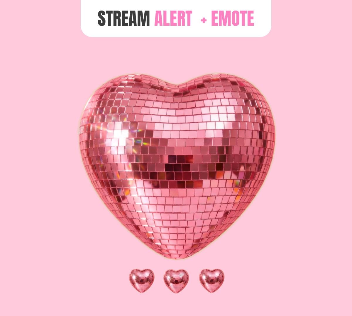 Animated Pink Disco Ball Heart Stream Alert & Emote, Valentine's Day ...