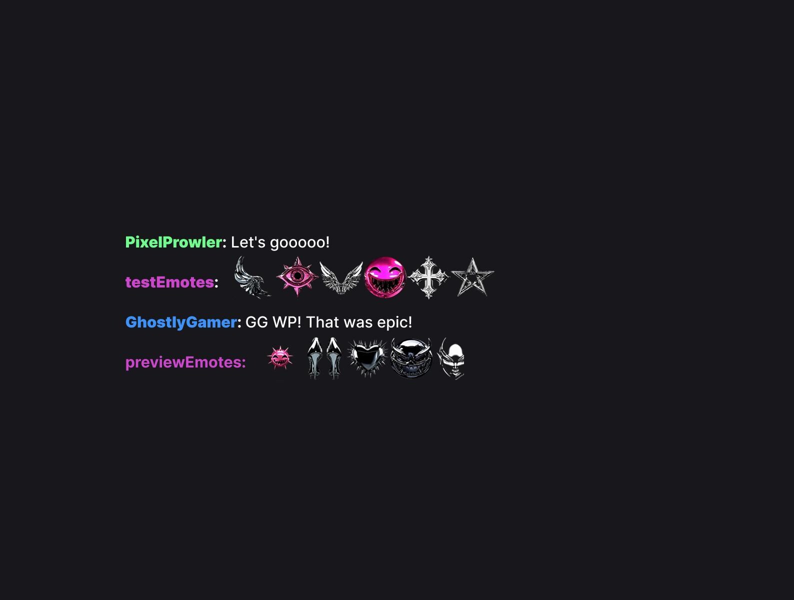 94 Goth Emotes Pack for Twitch Discord Kick, Cyber Y2K Chrome Pink ...
