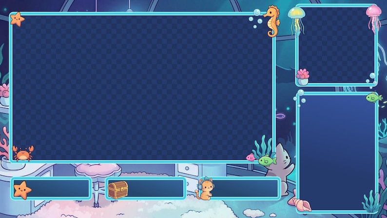 Animated Twitch Overlay Package Underwater Cat, Cute Ocean Stream ...