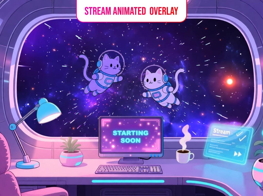Animated Space Cat Overlay Twitch Stream Starting Soon Be Right Back ...