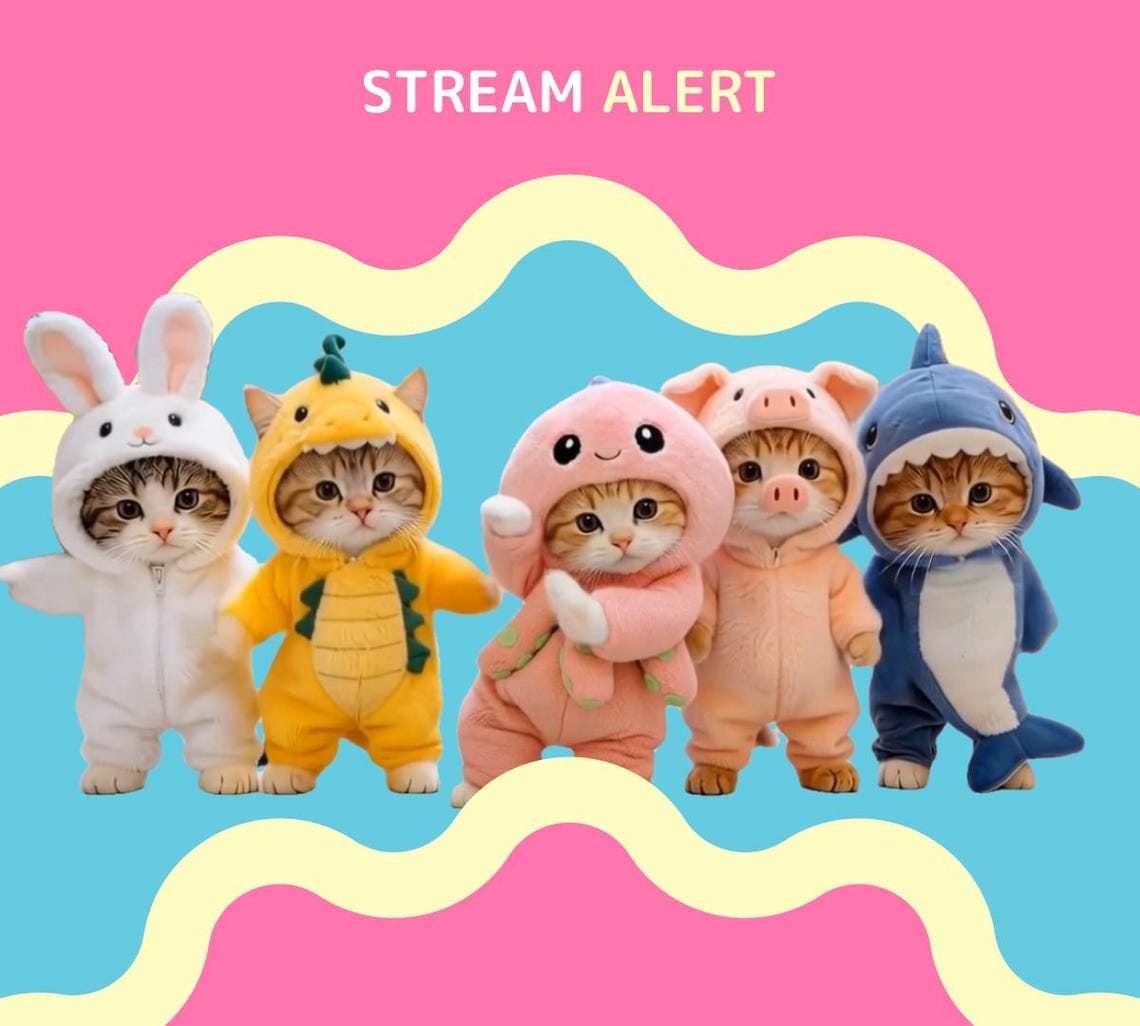 Animated Cute Cat Stream Alerts for Twitch Kick Youtube Happy Cat Meme ...