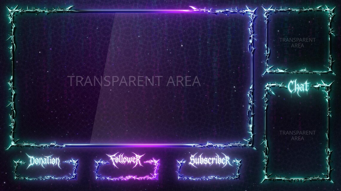 Cybersigilism Twitch Overlay Set, Y2K Tribal Stream Graphics Pack, Neon ...