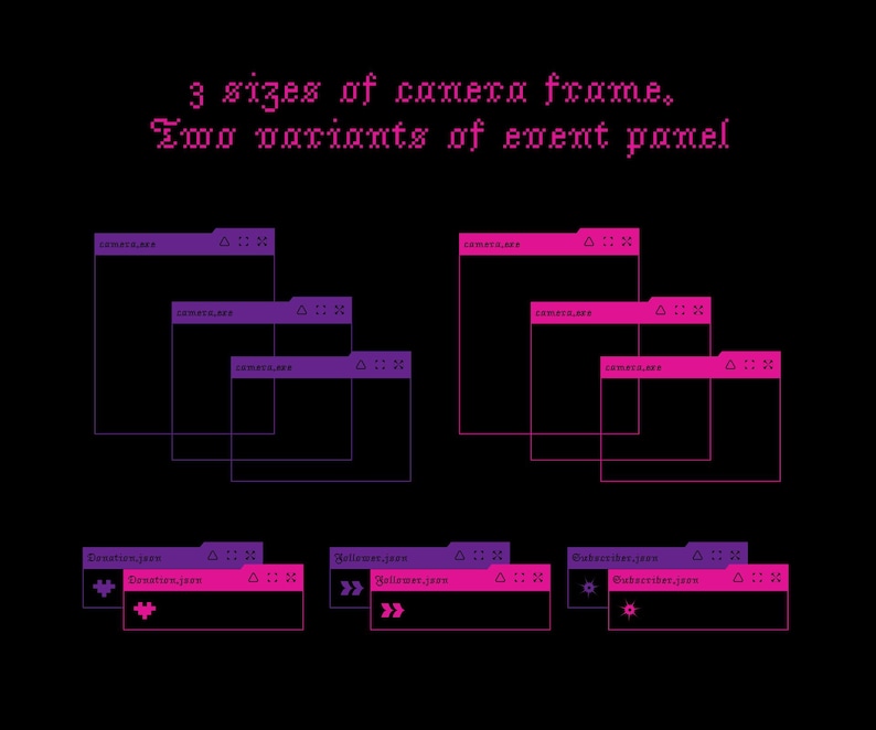 Cyberpunk Gothic Stream Overlay Pack, Pink Purple Y2K Twitch Overlay ...