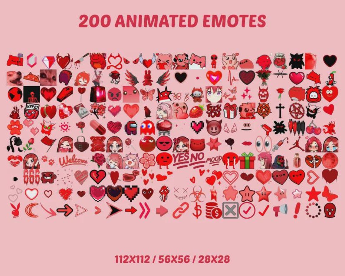 Red Color Emotes, Dark Evil Emotes, and Cute Emotes Bundle for Twitch ...