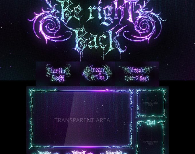 Cybersigilism Twitch Overlay Set, Y2K Tribal Stream Graphics Pack, Neon ...