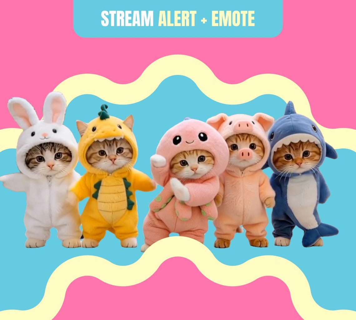 Animated Cute Cat Stream Alerts for Twitch Kick Youtube Happy Cat Meme ...