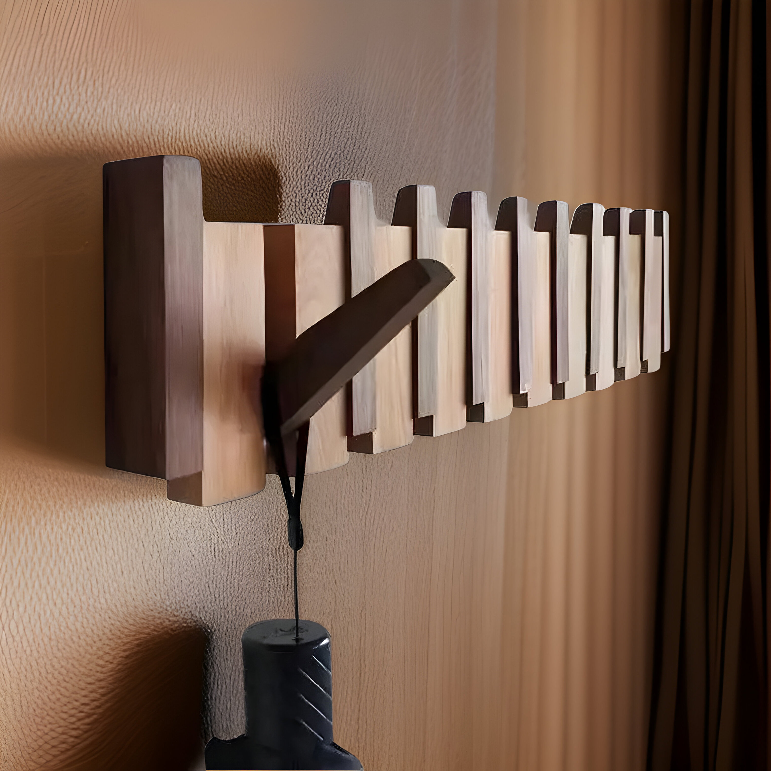 Handmaded Solid Wood Wall Mounted Piano Coat Rack Easy-to-install Flip ...