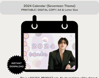 Seventeen SVT Calendar 2024 Digital Printable Calendar Ready to Print ...