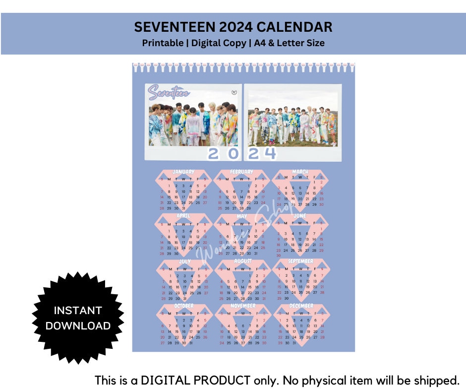 Seventeen SVT Calendar 2024 Digital Printable Calendar Ready to Print ...