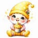 Digital Baby Yellow Gnome Illustration Printable Nursery Gnome Art ...