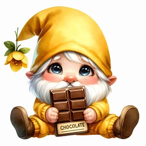 Digital Baby Yellow Gnome Illustration Printable Nursery Gnome Art ...