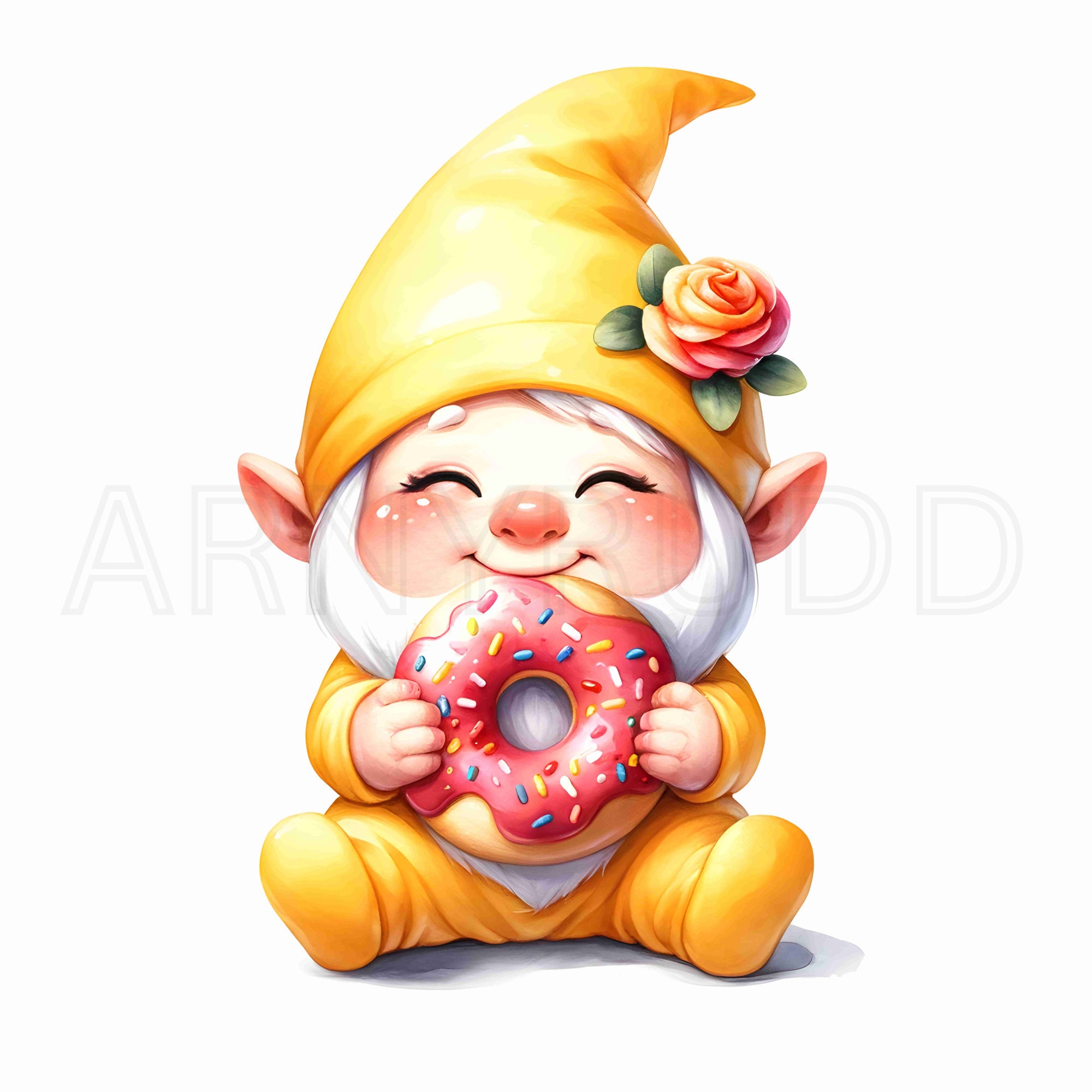 Digital Baby Yellow Gnome Illustration Printable Nursery Gnome Art ...