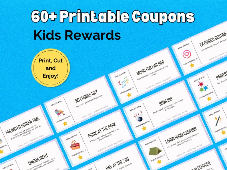 Printable Kids Reward Coupons | Coupon Book for Children | Reward ...