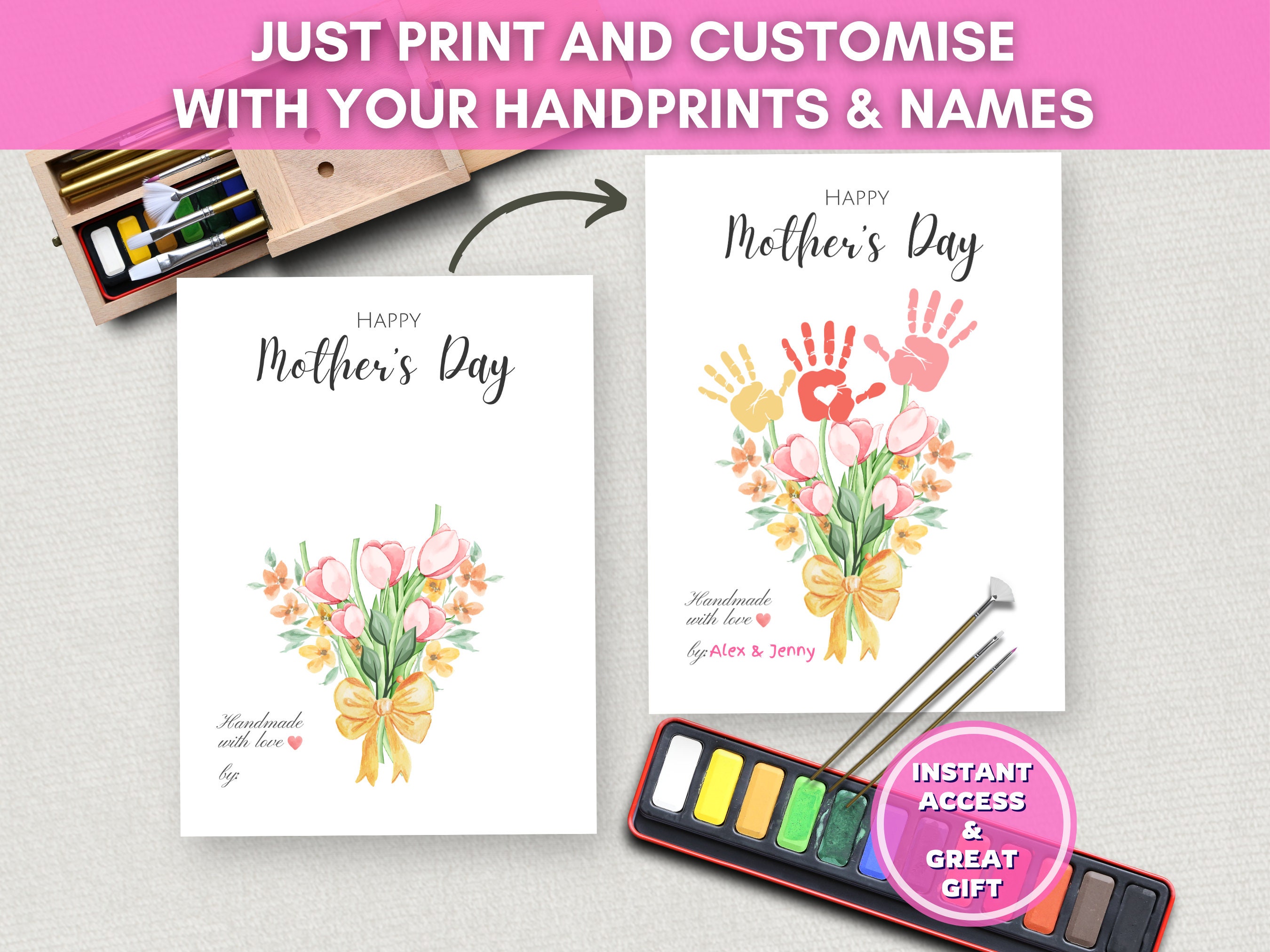 Handprint Art Mother's Day Keepsake Mother's Day Gift Floral Love ...