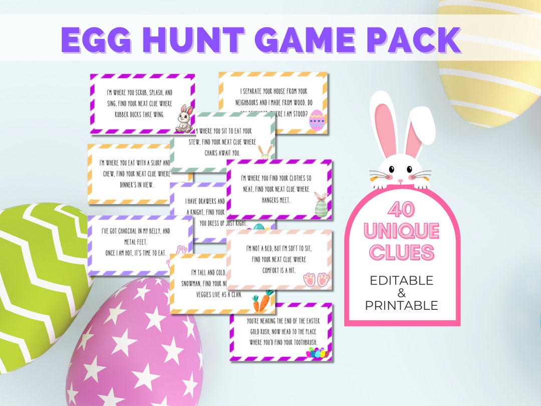 Editable Easter Clue Hunt Bundle Easter Treasure Hunt Easter Game Pack ...