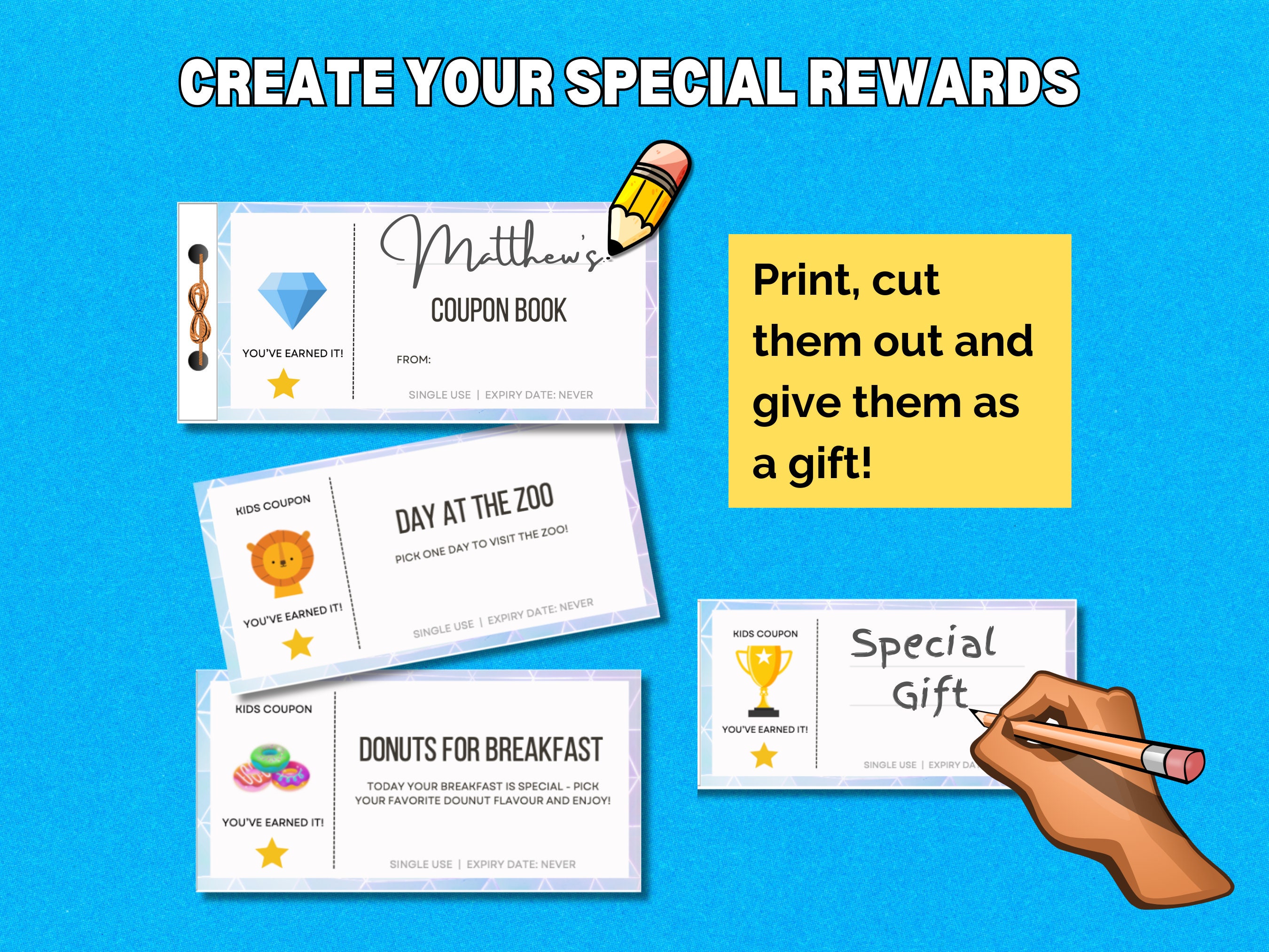 Printable Kids Reward Coupons | Coupon Book for Children | Reward ...