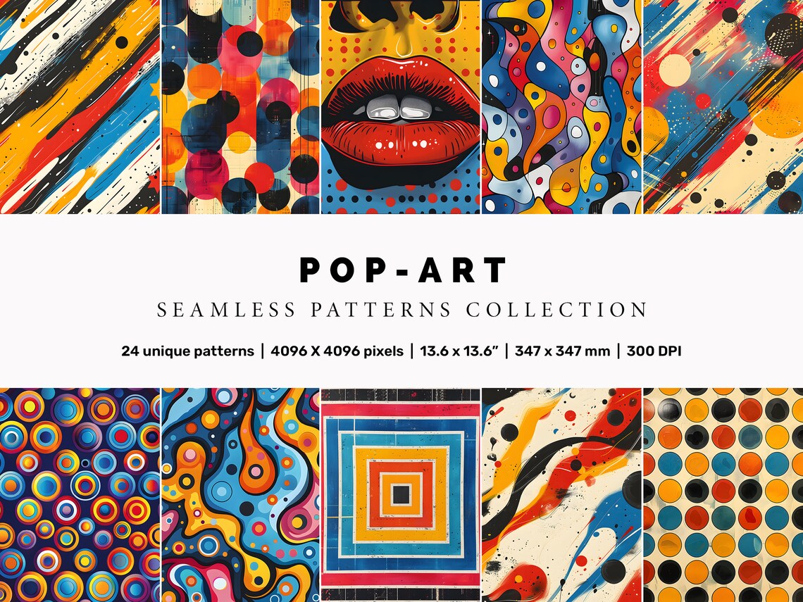 Pop-art Inspired Seamless Patterns Collection - Etsy