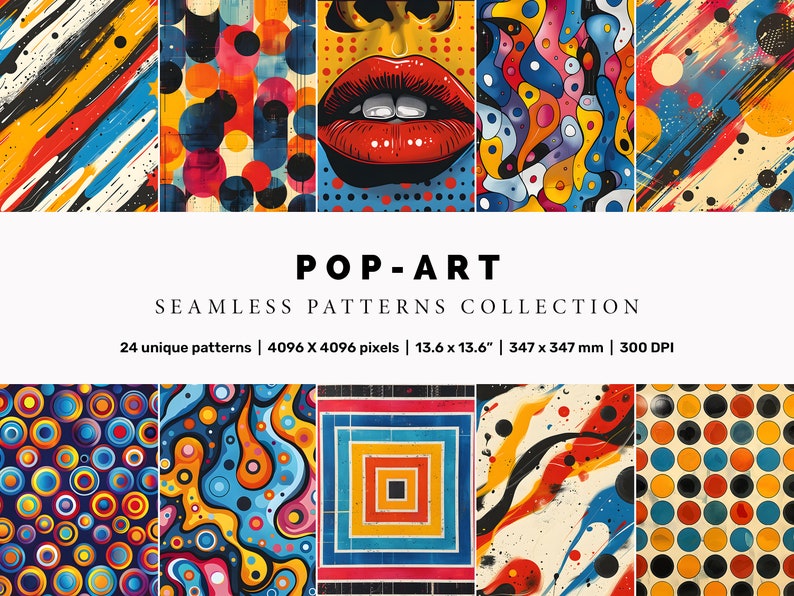 Pop-art Inspired Seamless Patterns Collection - Etsy