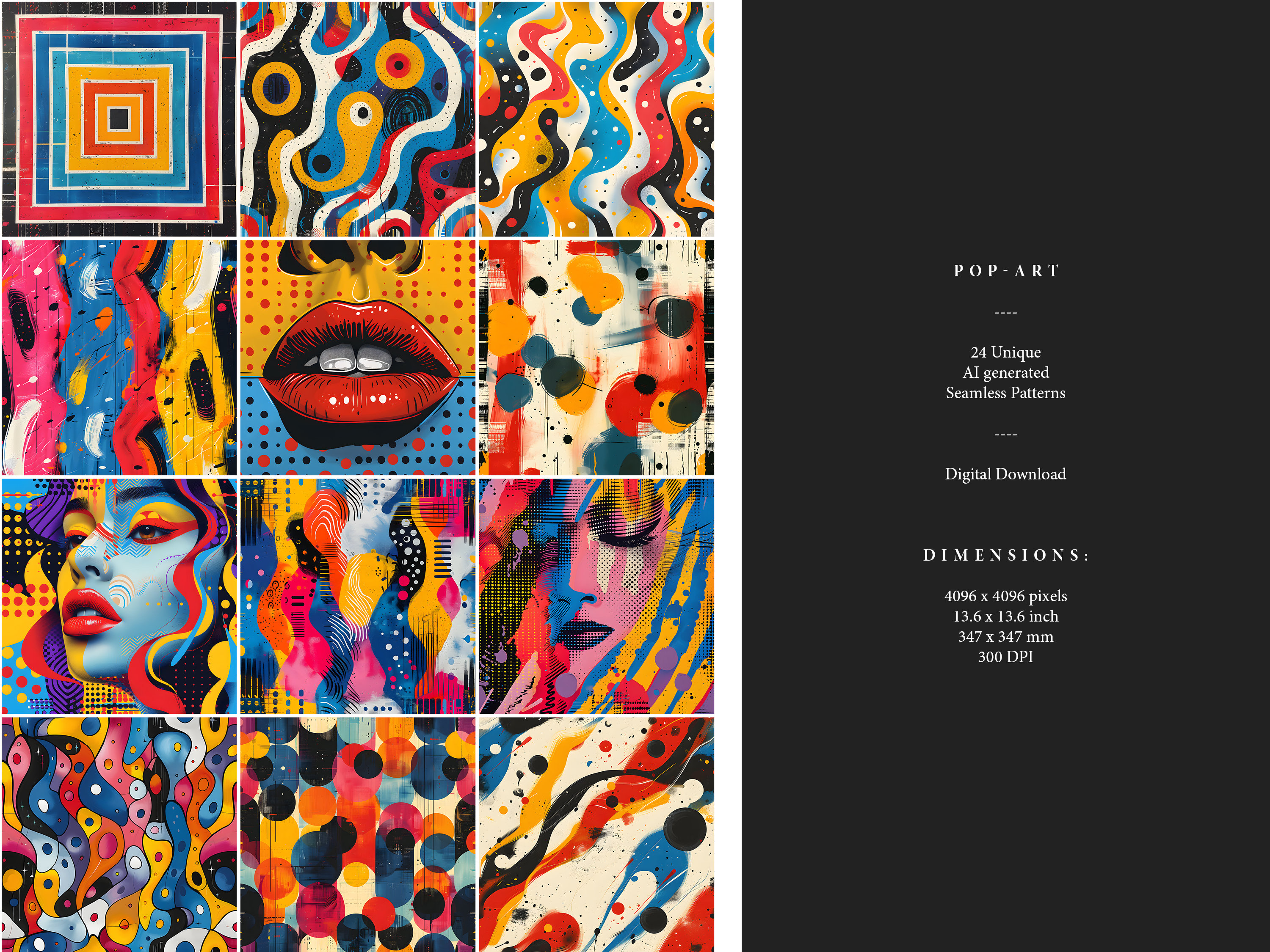 Pop-art Inspired Seamless Patterns Collection - Etsy