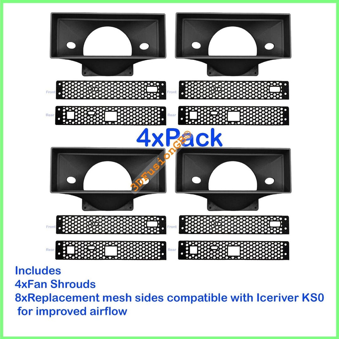 Iceriver Ks0 Forced Air Shroud & Side Mesh for 120mm Fan 280gh 4xpack ...
