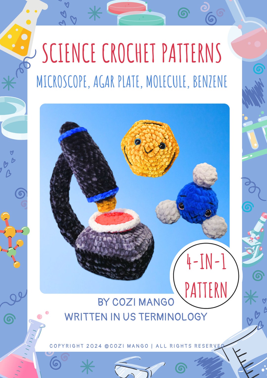 Science Crochet Pack: 4-in-1 Crochet Pattern PDF (microscope, Agar ...
