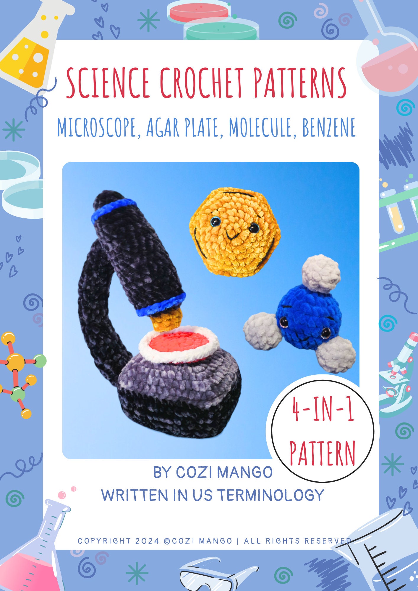 Science Crochet Pack: 4-in-1 Crochet Pattern PDF (microscope, Agar ...