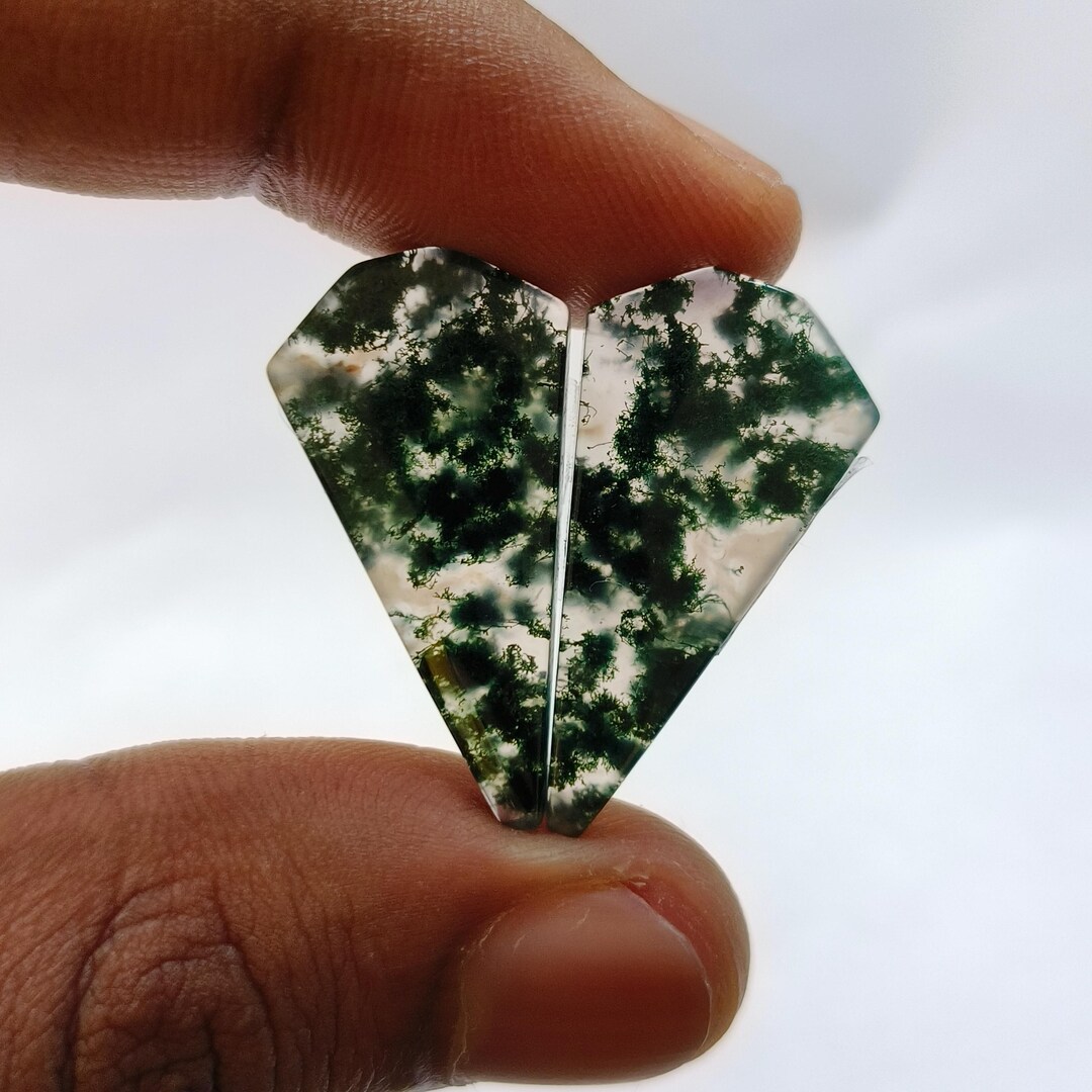 Rare Green Moss Agate Pairs - Green Moss Gemstone Pairs - Green Moss ...